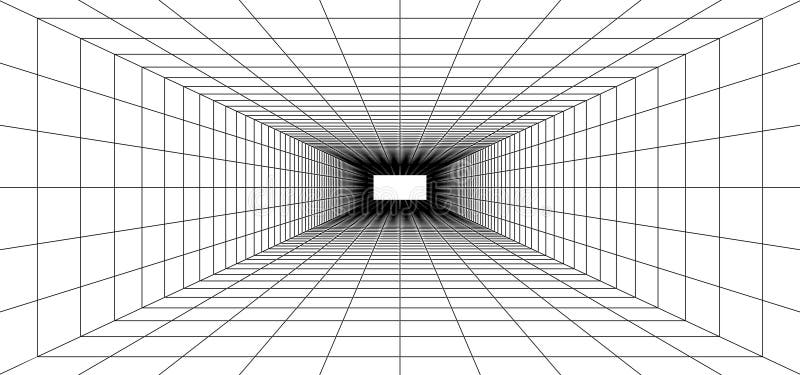 White Space with Perspective Grid Line, 3d Stock Illustration ...