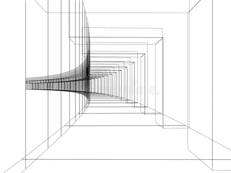 White Space with Perspective Grid Line, 3d Stock Illustration ...