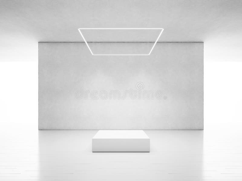 White Space with Podium. 3D Rendering Stock Photo - Image of exposition ...