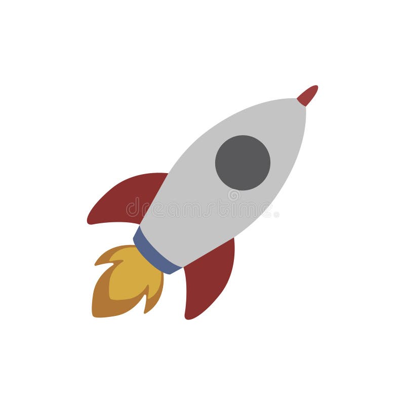 White Space Rocket Flying Isolated Graphic Illustration Stock ...
