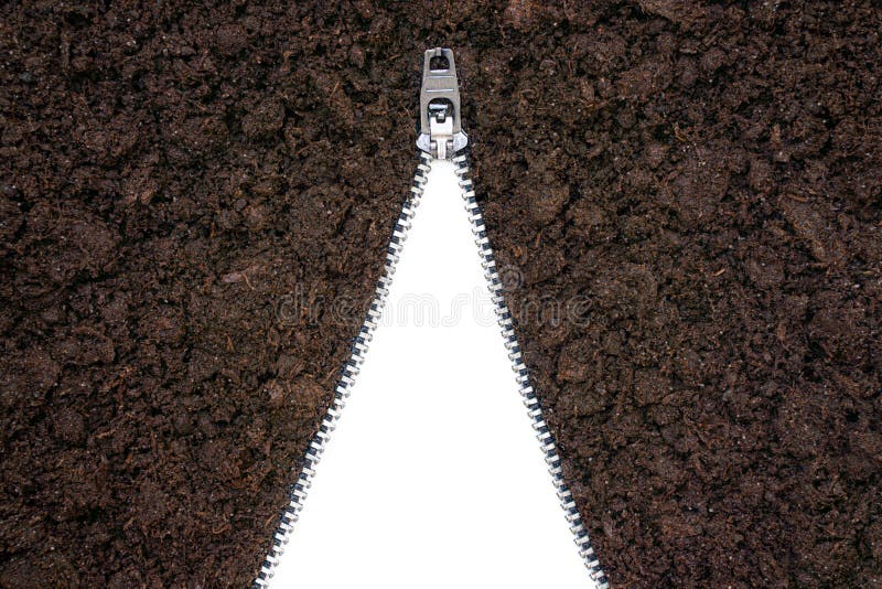 White Space Seen through the Open Zipper on Soil Stock Image - Image of ...