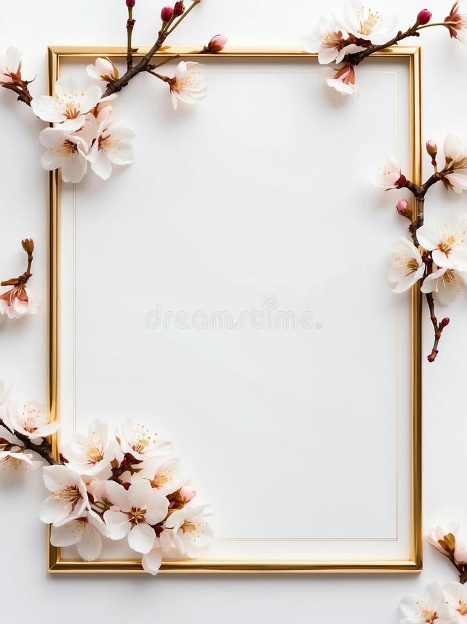 White Space for Text with Floral Border Ai Generated Stock Illustration ...