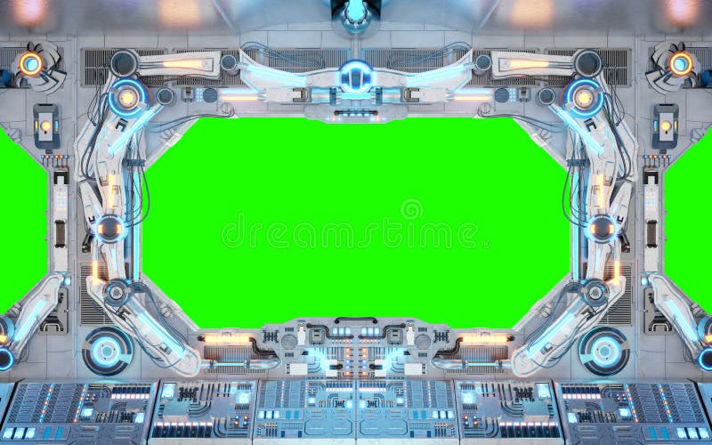 White Spaceship Interior with Isolated Window. Futuristic Spacecraft ...