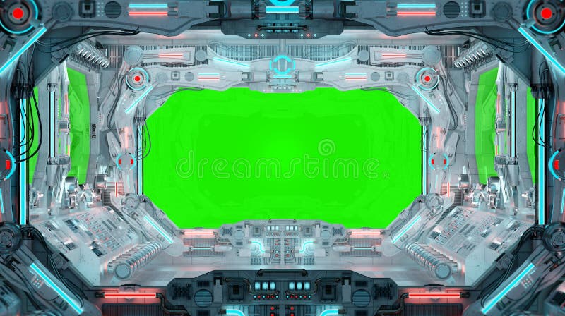 White Spaceship Interior with Isolated Window. Futuristic Spacecraft ...