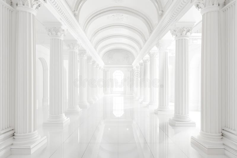 White Spacious Marble Luxury Interior Stock Illustration - Illustration ...