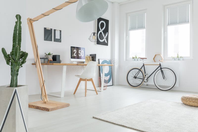 Spacious Studio with Double Bed Stock Image - Image of concrete ...