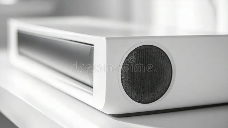A White Speaker Sits Atop a Table, Ready To Play Music Stock Photo ...