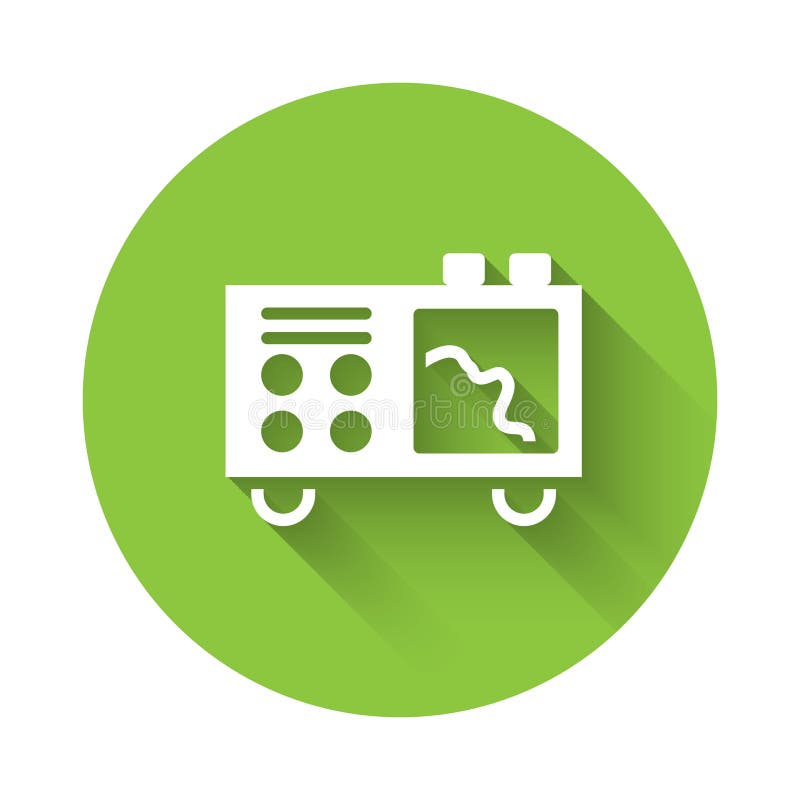 White Spectrometer Icon Isolated with Long Shadow. Green Circle Button ...