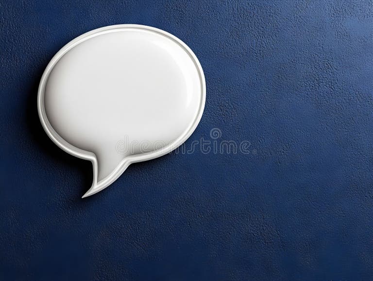 A White Speech Bubble on a Blue Background Stock Illustration ...