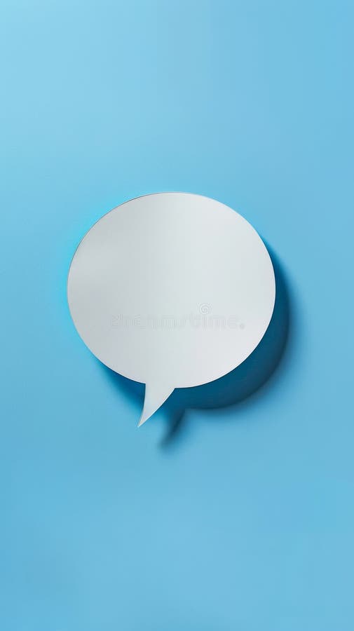 White Speech Bubble on Blue Background, Minimalistic Concept Stock ...