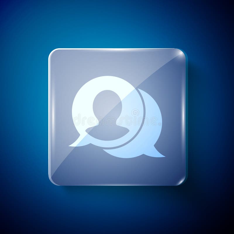 White Speech Bubble Chat Icon Isolated on Blue Background. Message Icon ...