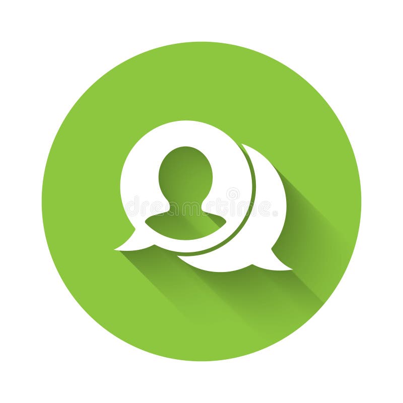 White Speech Bubble Chat Icon Isolated with Long Shadow. Message Icon ...
