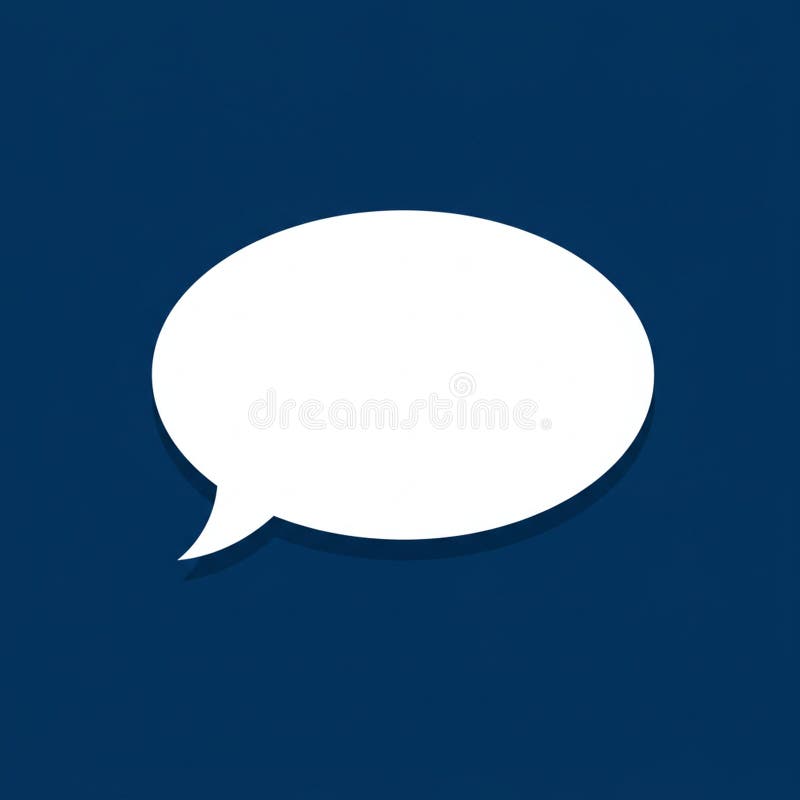 White Speech Bubble on a Dark Blue Background. the Bubble is Oval with ...