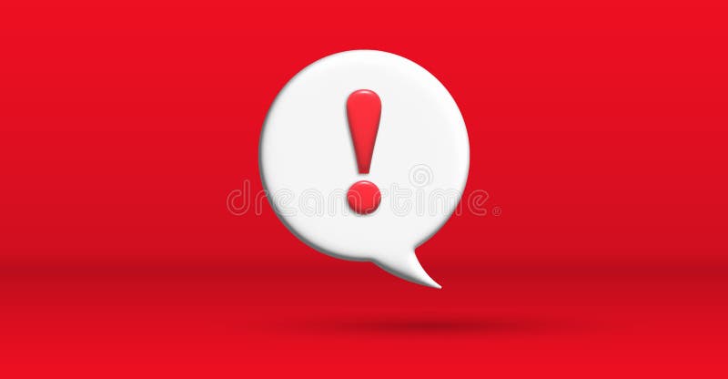 A White Speech Bubble with an Exclamation Mark. Notification of a Chat ...