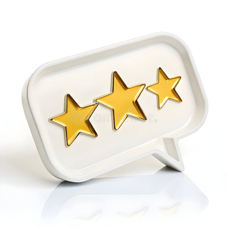 White Speech Bubble with Gold Rating Star Isolated on White Background ...
