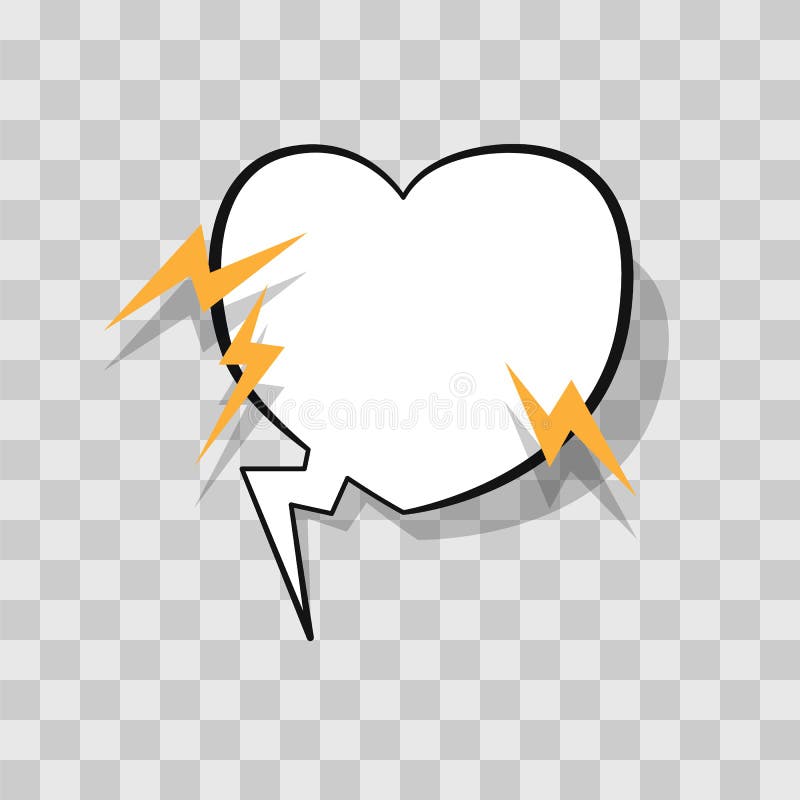White Speech Bubble in Heart Shape with Lightning for Chat in Social ...