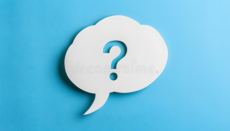 White Speech Bubble with Question Mark on Blue Background Stock ...