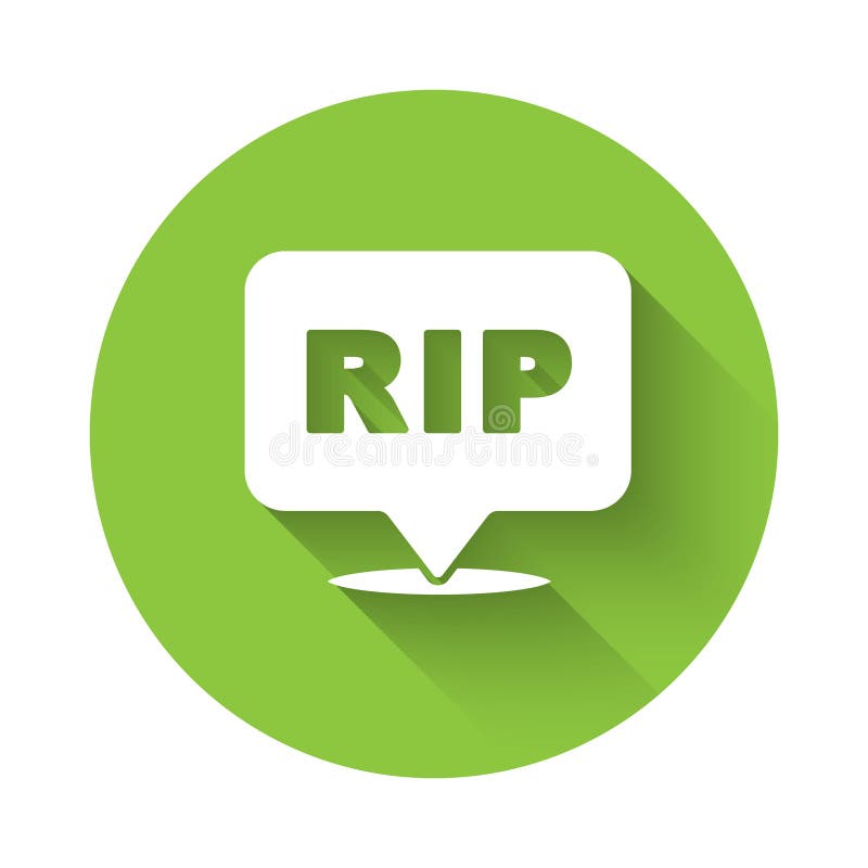 White Speech Bubble Rip Death Icon Isolated with Long Shadow. Green ...