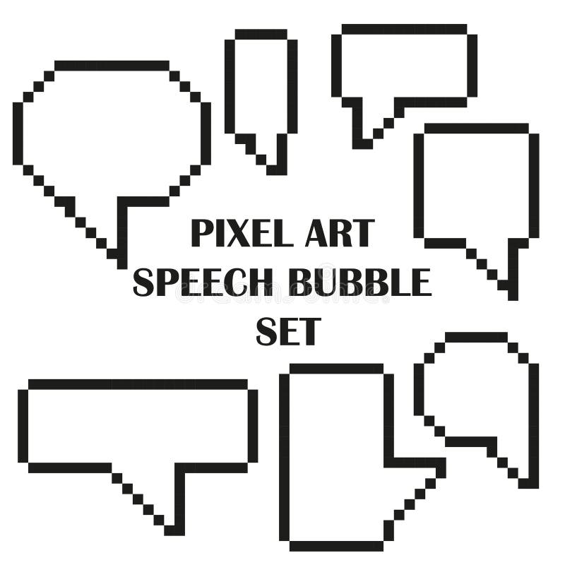 White Speech Bubbles with Black Pixel Art Set. Funny Conversation ...
