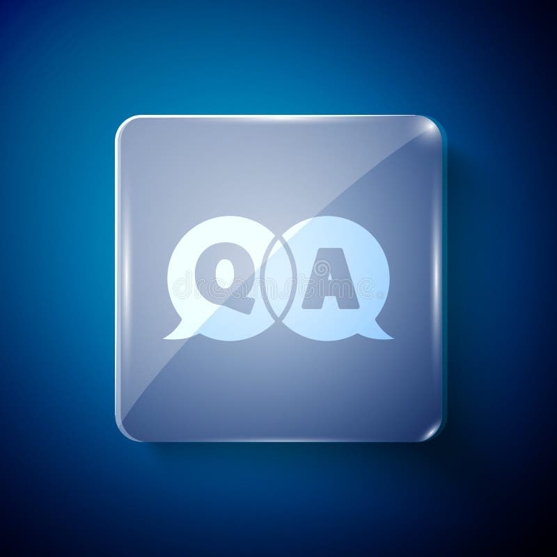 White Speech Bubbles with Question and Answer Icon Isolated on Blue ...