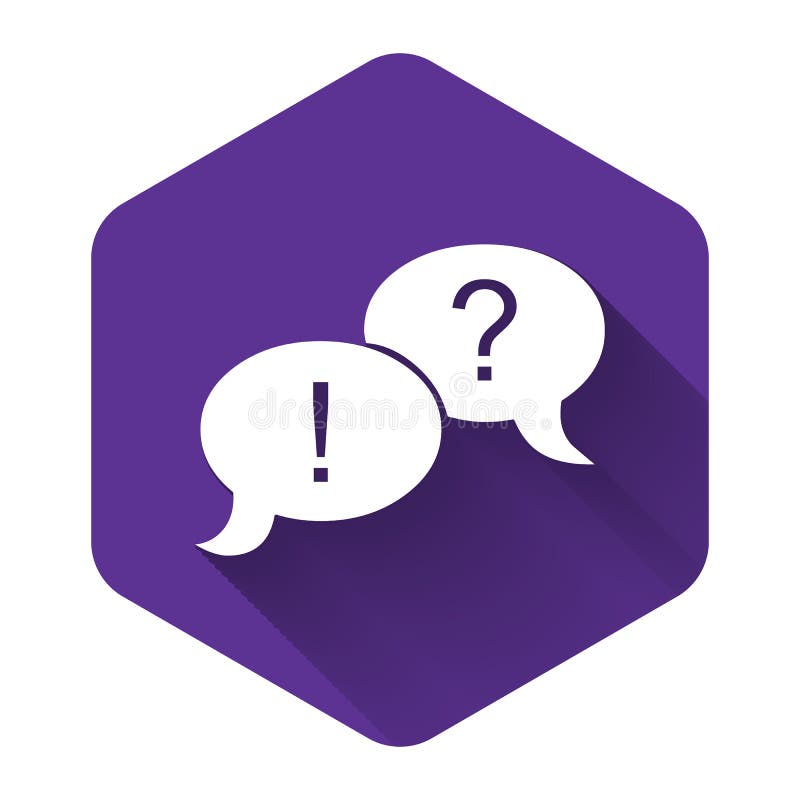 White Speech Bubbles with Question and Exclamation Marks Icon Isolated ...