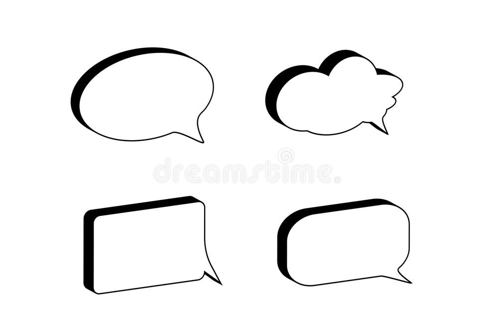 White Speech Bubbles with Shadow Set Stock Vector - Illustration of ...