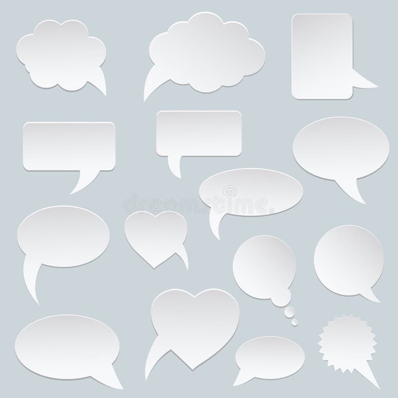 White Speech Vector Bubbles Set. Paper Speech Bubble. White Vector ...