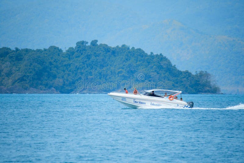 The White Speed Boat in the Sea Editorial Stock Photo - Image of nature ...