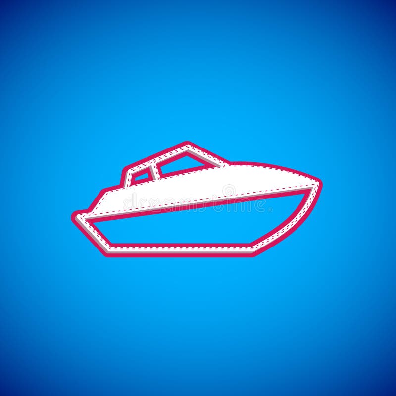 White Speedboat Icon Isolated on Blue Background. Vector Stock Vector ...