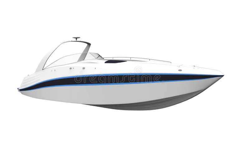 White Speedboat Isolated on White Background Stock Illustration ...