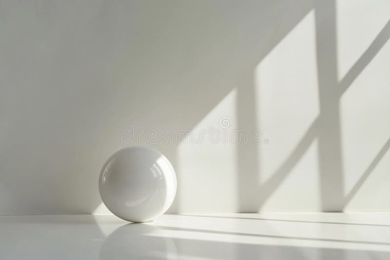 White Sphere Casting a Shadow on White Surface with Window Shadow Stock ...