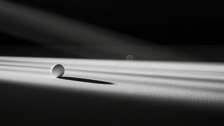 A White Sphere Casts a Shadow on a Textured Surface, with a Bright ...