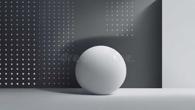 White Sphere on a Gray Background, White Dots, Abstract 3d Render ...
