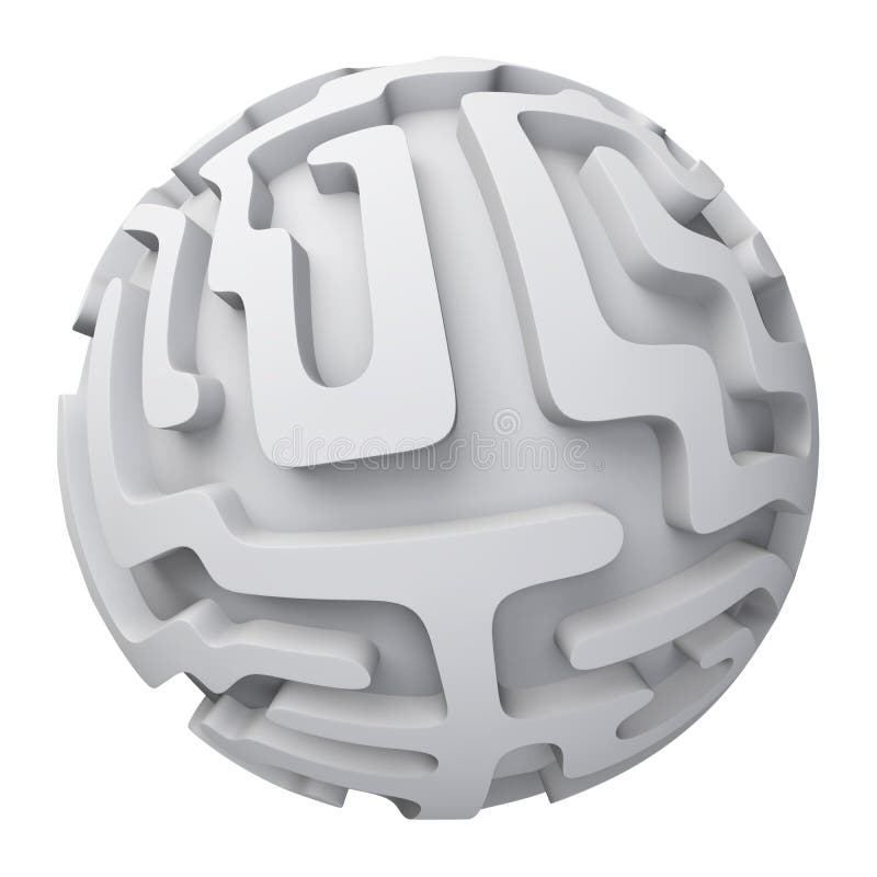 White Sphere with Maze Pattern Stock Illustration - Illustration of ...