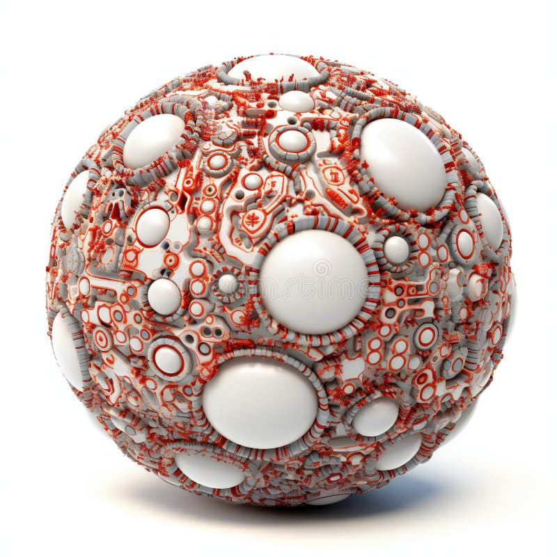 A White Sphere with Red and White Binary Code Stock Illustration ...