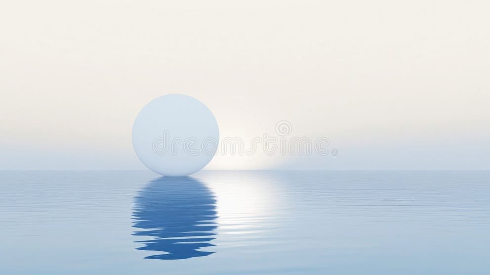White Sphere Reflecting in Calm Blue Water Stock Illustration ...