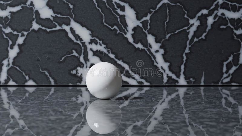 White Sphere on Reflective Marble Surface with Abstract Pattern ...