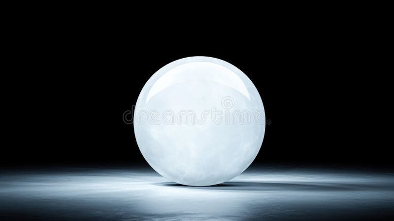 A White Sphere with a Reflective Surface Sits on a Dark Surface. Stock ...