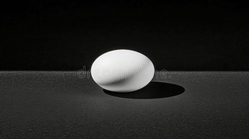 A White Sphere Rests on a Black Surface, Casting a Shadow. Stock Photo ...