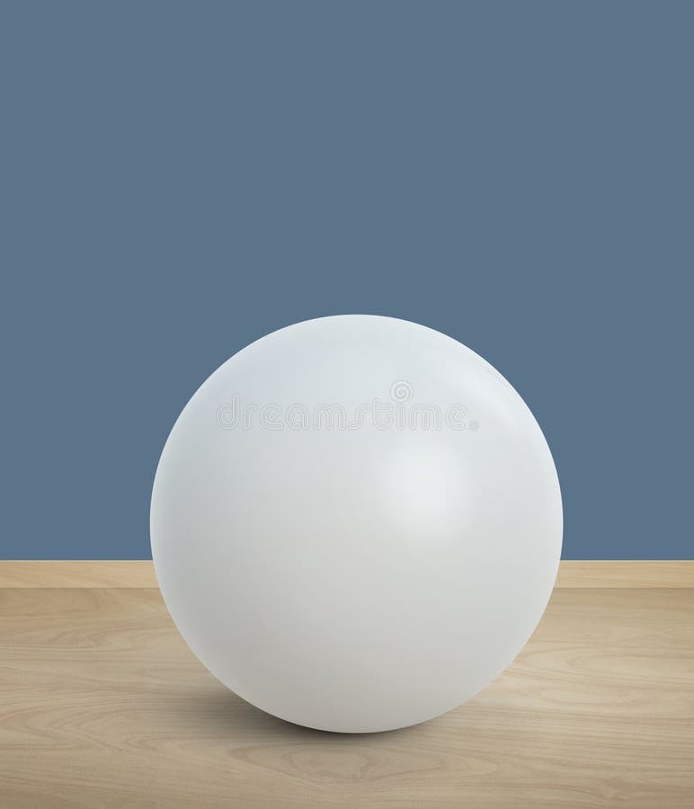 White Sphere with Shadow on Colored Walls on Wooden Floor, Interior ...
