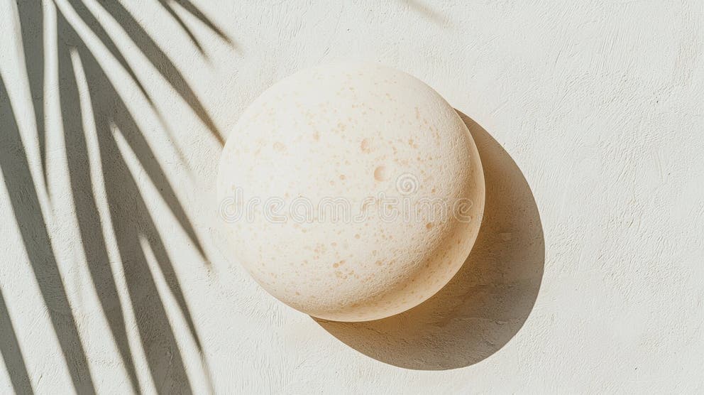 A White Sphere with Small Black Spots Sits on a White Wall, Casting a ...