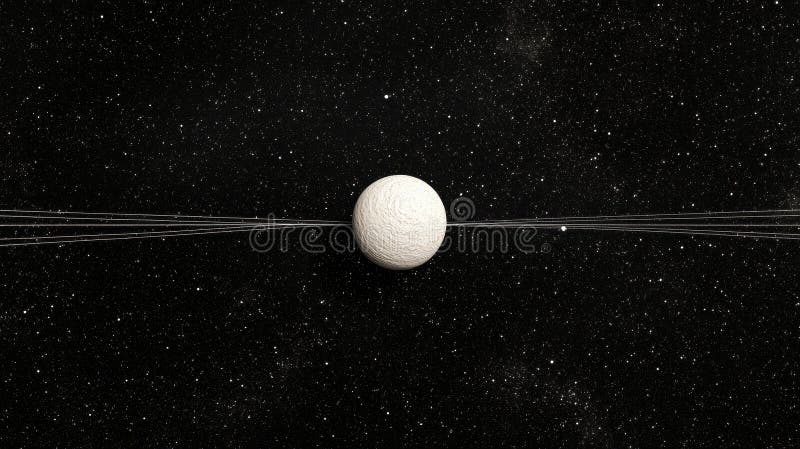 A White Sphere with a Textured Surface is Suspended in Space by a ...
