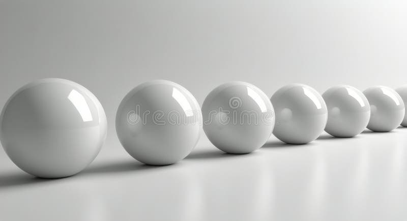 White Spheres Aligned on a Shiny Surface, Highlighting Simplicity and ...