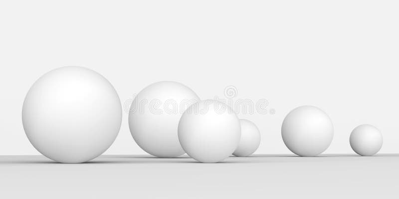 White Spheres on White Background.Studio Background with Geometric ...