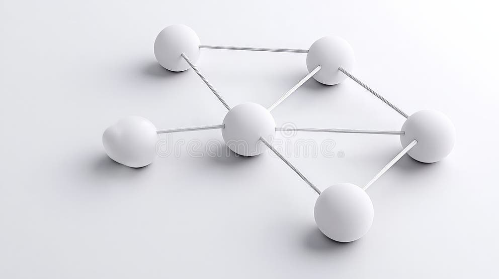White Spheres Connected by Strands Representing Network Structure and ...