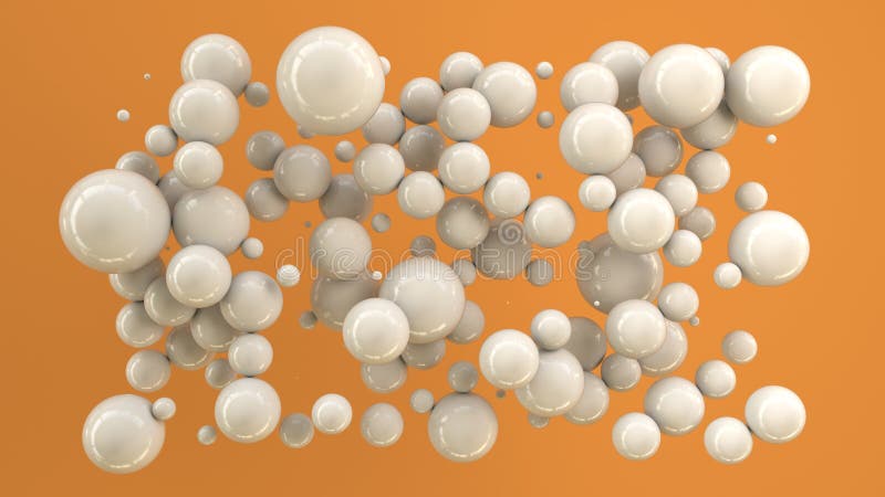 White Spheres of Random Size on Orange Background Stock Illustration ...