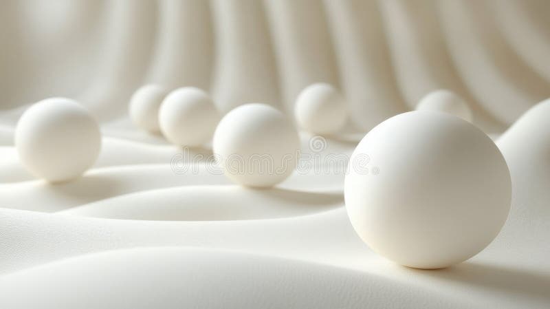White Spheres Resting on a Soft Undulating Surface Stock Illustration ...