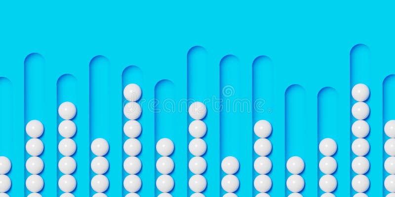 White Spheres Stacked with Different Heights on Blue Background ...