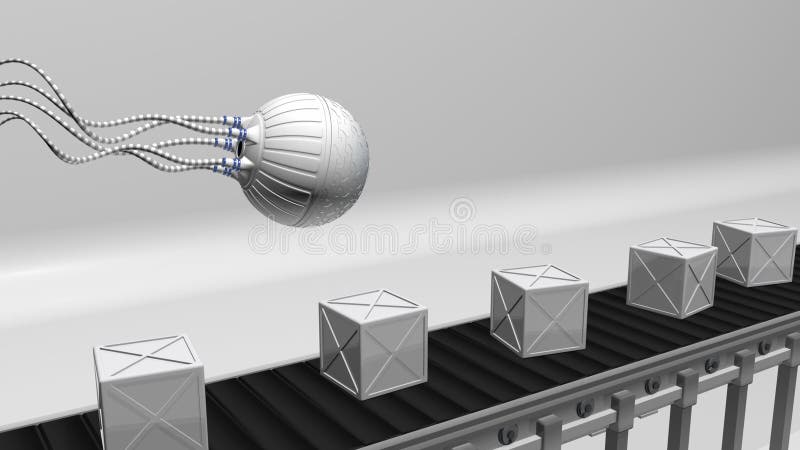 Robot Eye with Optic Nerves and Blue Iris Floating Above an Assembly ...