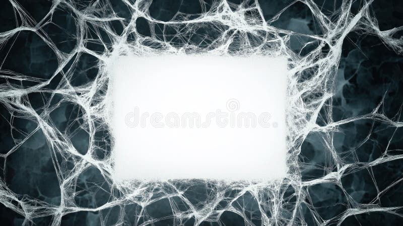 Spider Webs Creating a Rectangular Frame on Dark Background Stock Image ...